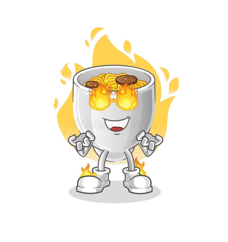 Noodle Bowl on Fire Mascot. Cartoon Vector Stock Vector - Illustration ...
