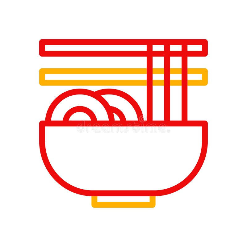 Noodle Icon Duocolor Red Yellow Chinese Illustration Stock Illustration ...