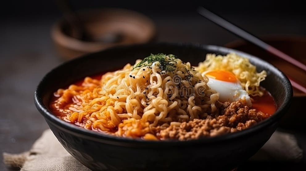 Noodle Ramen Realistic Photo Stock Illustration - Illustration of ...