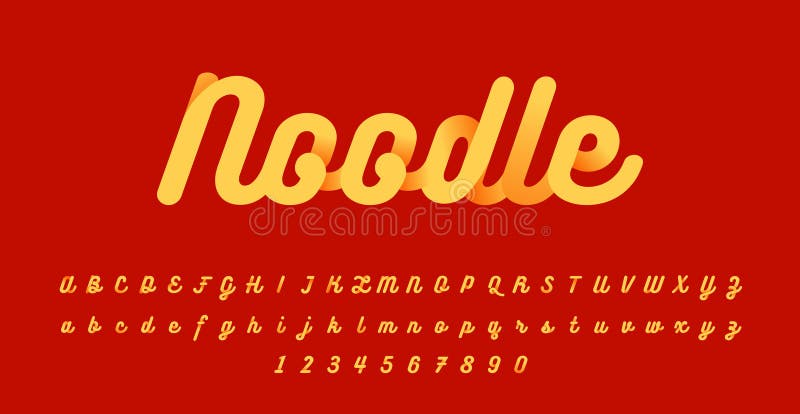 Noodle Script Line Typeface Font Text Style Stock Illustration ...