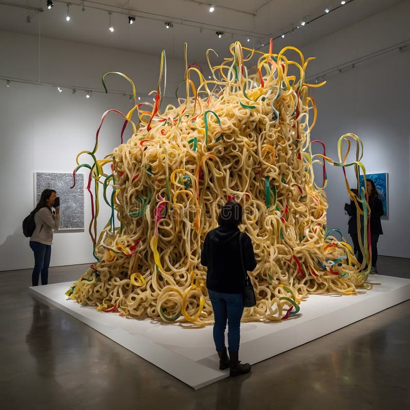Noodle Sculpture: an Artistic Installation of Creative Noodle Forms in a Modern Art Gallery ...
