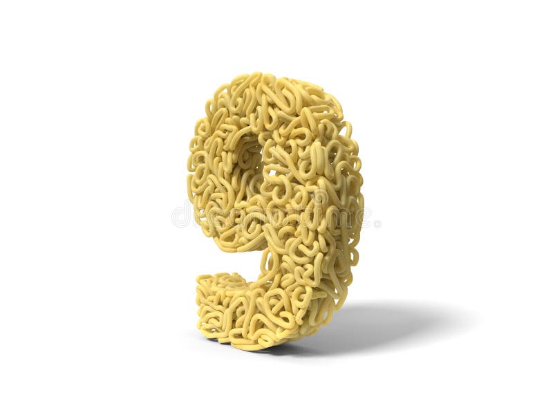 Noodle in Shape of Number 8. Curly Spaghetti for Cooking. 3d ...