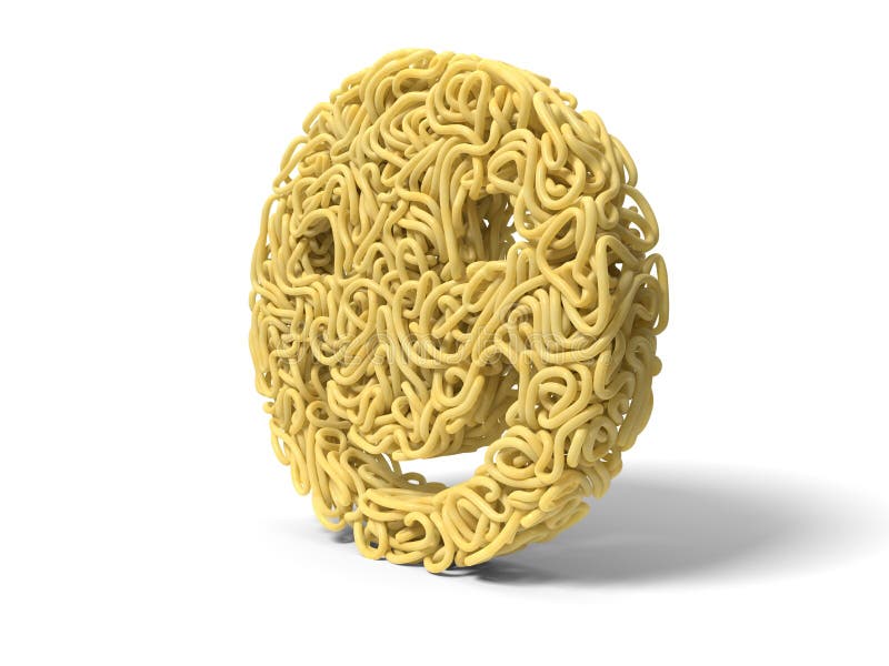 Noodle in Shape of Smiley Face. Curly Spaghetti for Cooking. 3d ...