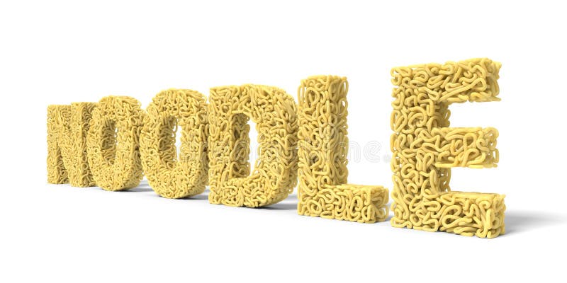Noodle in Shape of Noodle Text. Curly Spaghetti for Cooking. 3d ...