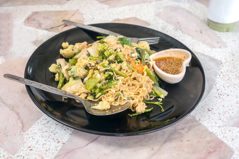 Noodle Stir Fry with Vegetable , Name is Sookie. Stock Image - Image of ...