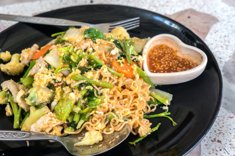 Noodle Stir Fry with Vegetable , Name is Sookie. Stock Image - Image of ...