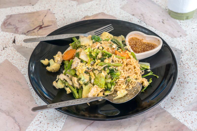 Noodle Stir Fry with Vegetable , Sookie. Stock Photo - Image of thai ...