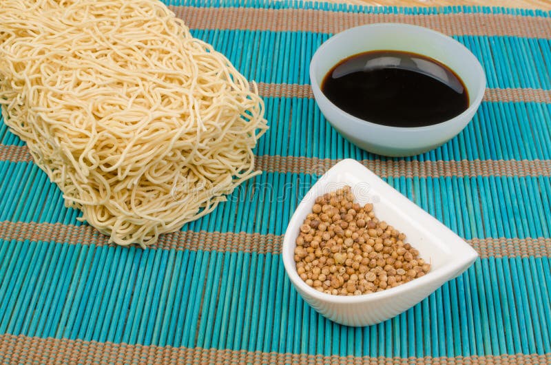 Noodles and condiments stock image. Image of condiments - 49278861