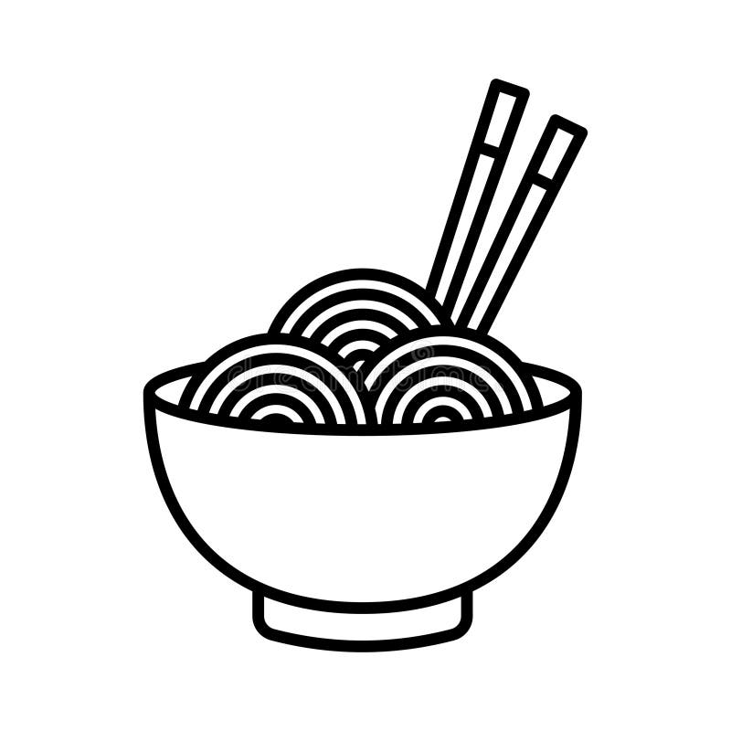 Noodles Icon. Bowl of Noodles and Chopsticks Stock Vector ...