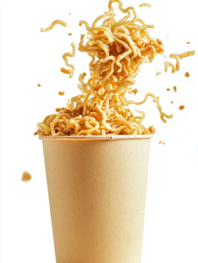 Noodles Spilled from Paper Cup Stock Image - Image of mess, kitchen ...