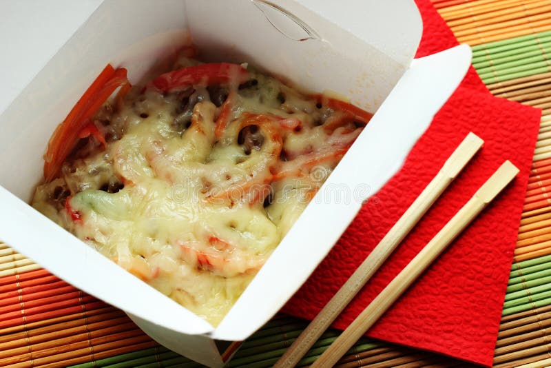 Noodles in take-out box stock photo. Image of meal, gourmet - 42174604