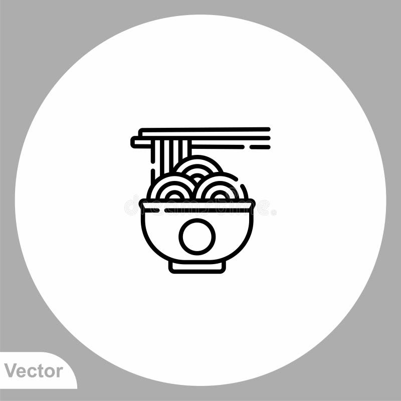 Noodles Vector Icon Sign Symbol Stock Vector - Illustration of bowl ...