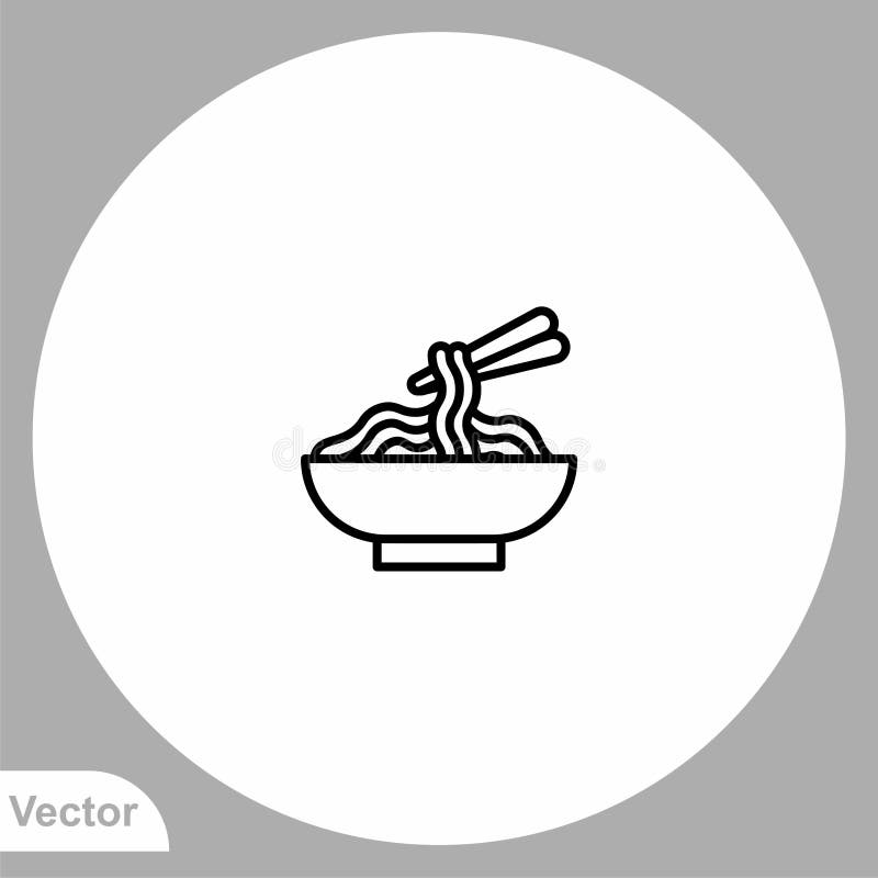 Noodles Vector Icon Sign Symbol Stock Vector - Illustration of bowl ...