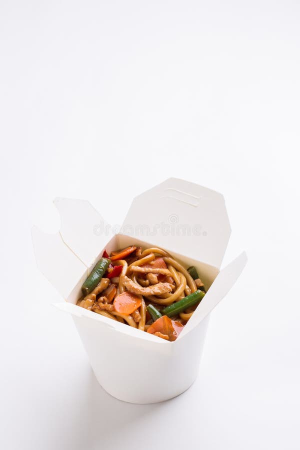 Noodles wok in white box stock photo. Image of pasta - 90990310
