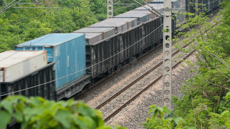 The Train Travels on the Tracks Stock Video - Video of railway, freight ...