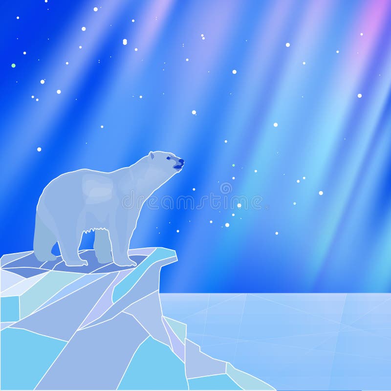Noordpoolachtergrond Met Ijsbeer Vector Illustratie - Illustration of ...