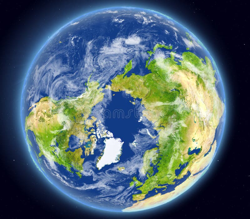 Noordpool Noord- Polair Gebied Op Aarde Politieke Kaart Stock ...