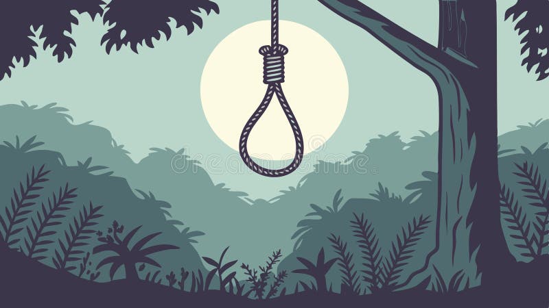 Noose Hanging from Tree in Dark Forest Scene, Vector Design Generative ...