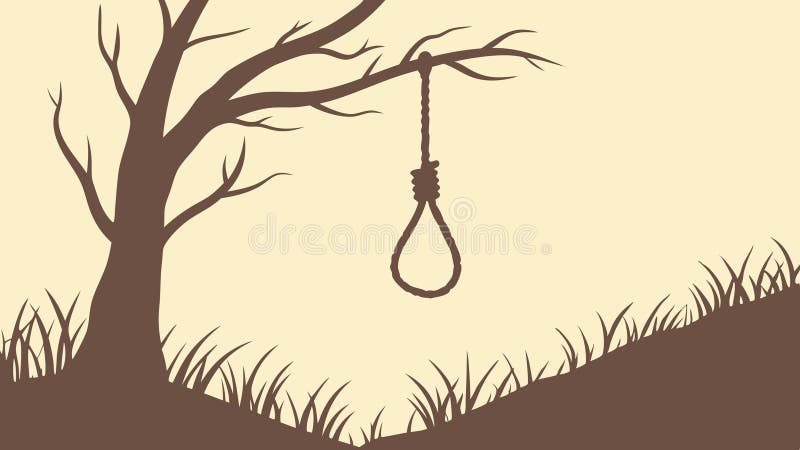 Noose from Tree in Sunset Silhouette, Dramatic Ominous Vector, Vector ...