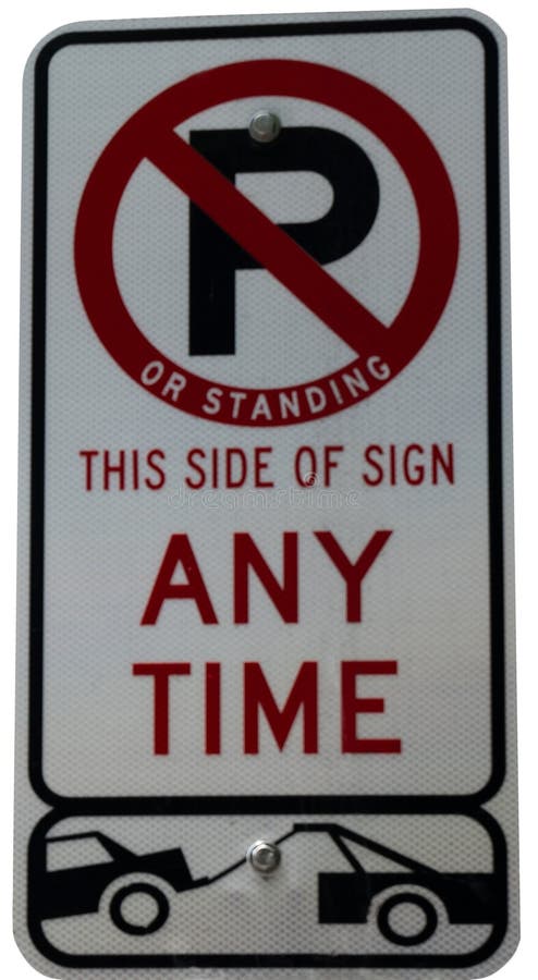 No Parking or Standing on this Side of Sign Stock Photo - Image of ...