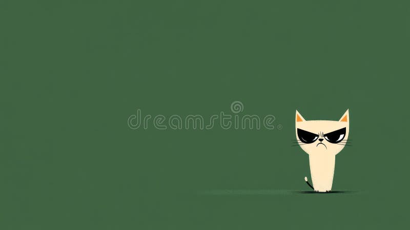 Nope Kitty - Grumpy Cat Flat Vector Illustration on Green Background ...
