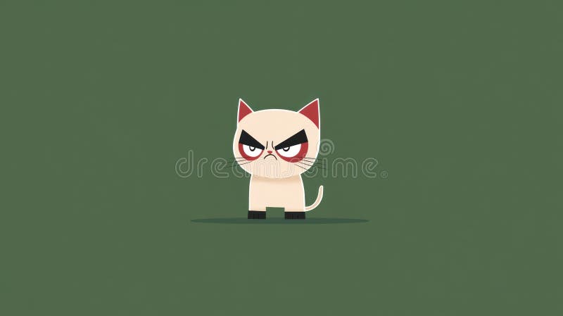Nope Kitty - Grumpy Cat Flat Vector Illustration on Green Background Stock Illustration ...