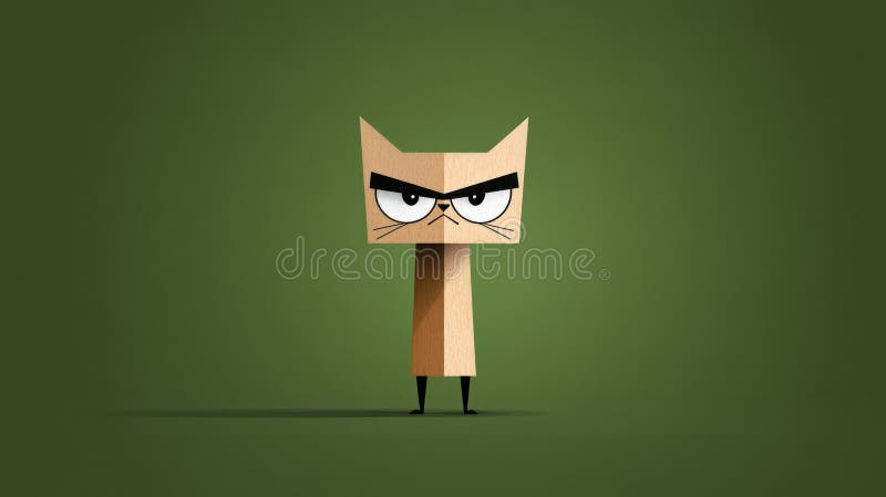 Nope Kitty - Grumpy Cat Flat Vector Illustration on Green Background ...