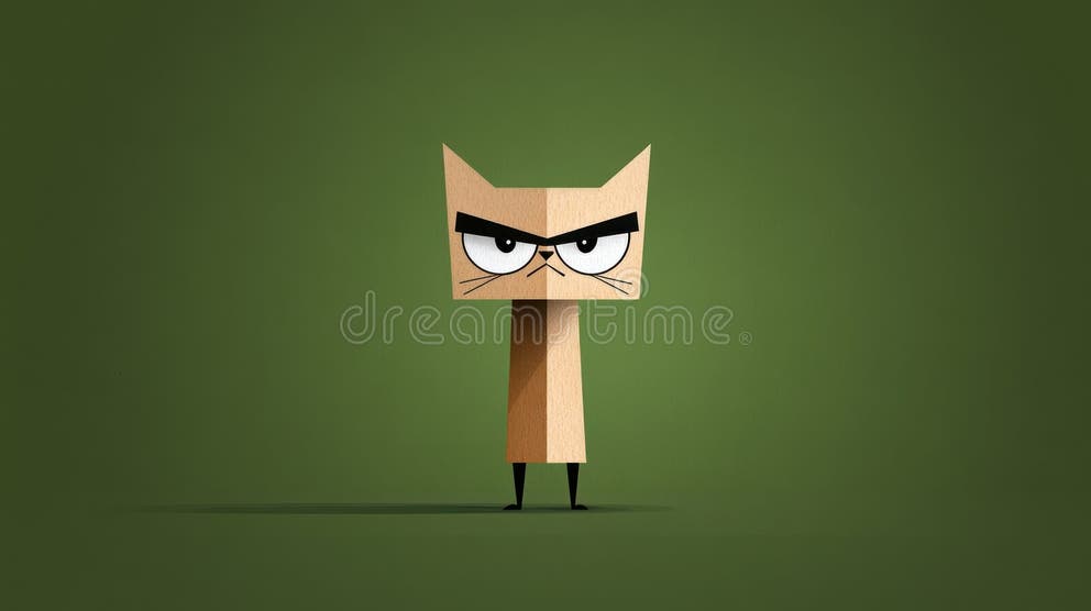 Nope Kitty - Grumpy Cat Flat Vector Illustration on Green Background ...