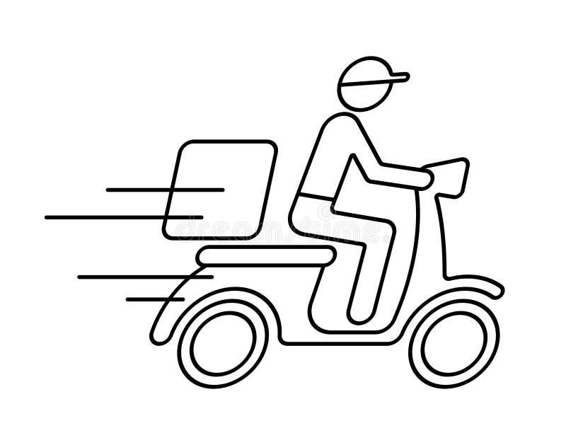 Shipping Fast Delivery Man Riding Motorcycle Icon Symbol, Pictogram ...
