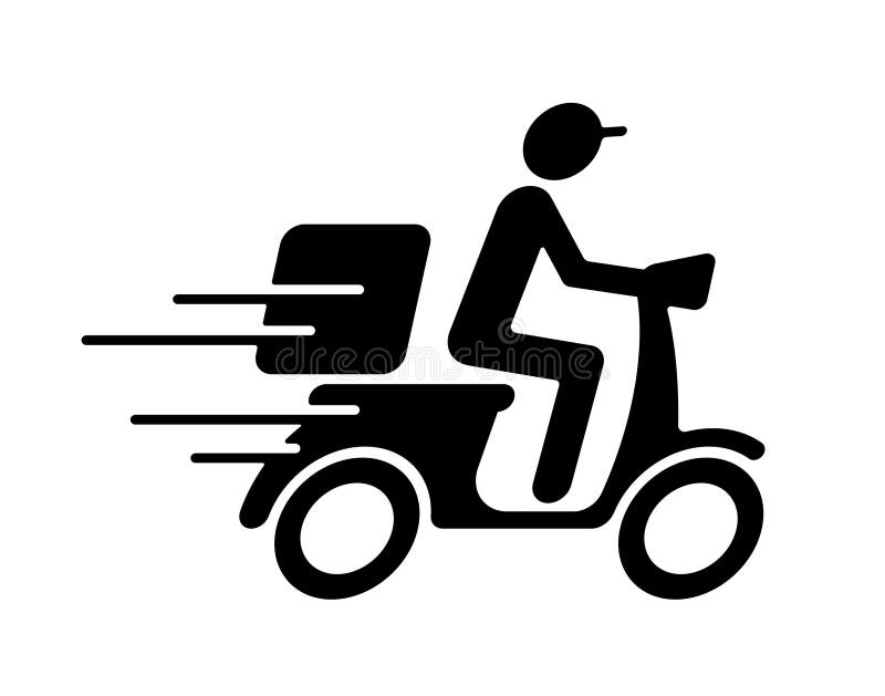 Shipping Fast Delivery Man Riding Motorcycle Icon Symbol, Pictogram ...