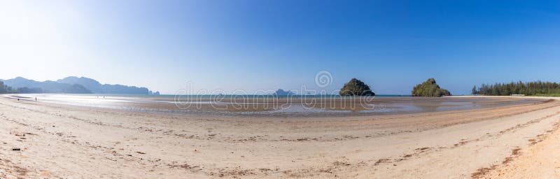 Noppharat Thara Beach Panorama Stock Photo - Image of longtail, thara ...