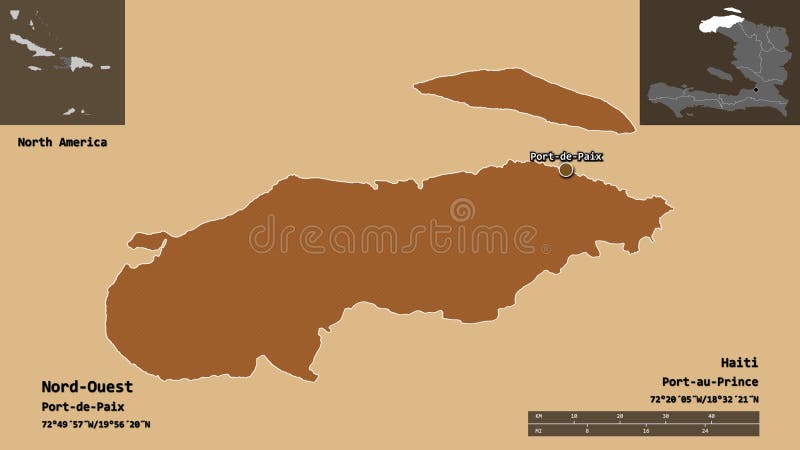 Nord-Ouest, Department of Haiti, Zoomed. Bilevel Stock Illustration ...