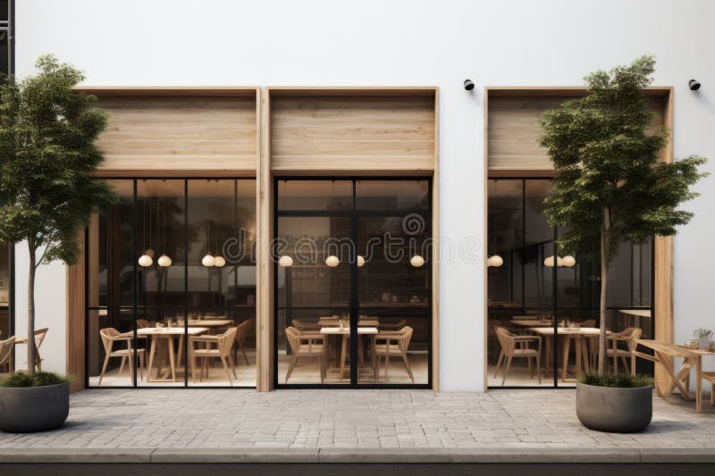 Nordic Minimalist Style Restaurant or Cafe Store, Front Design Stock ...