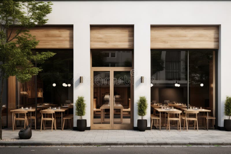 Nordic Minimalist Style Restaurant or Cafe Store, Front Design Stock ...