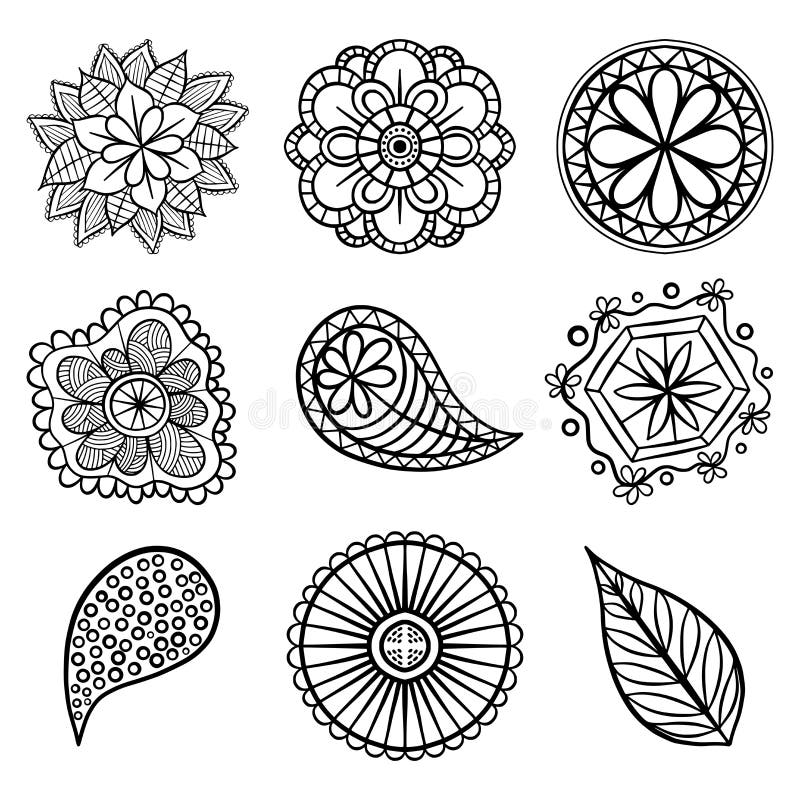 Nordic Style Doodle Floral Line Art Stock Vector - Illustration of ...
