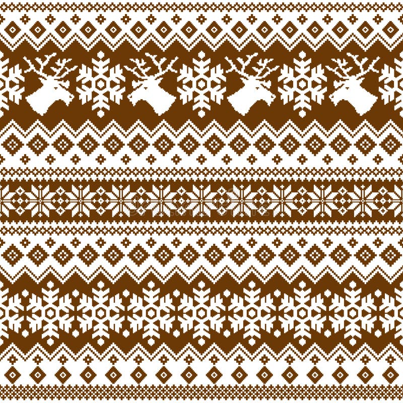 Nordic Traditional Fair Isle Style Seamless Knitted Pattern Stock ...
