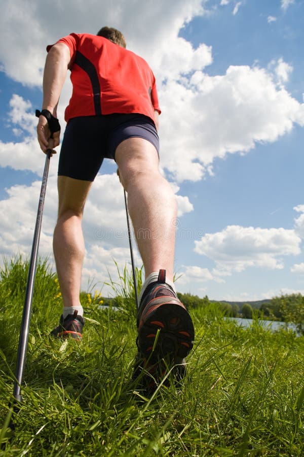 Nordic walking man stock image. Image of hiking, active - 5244723