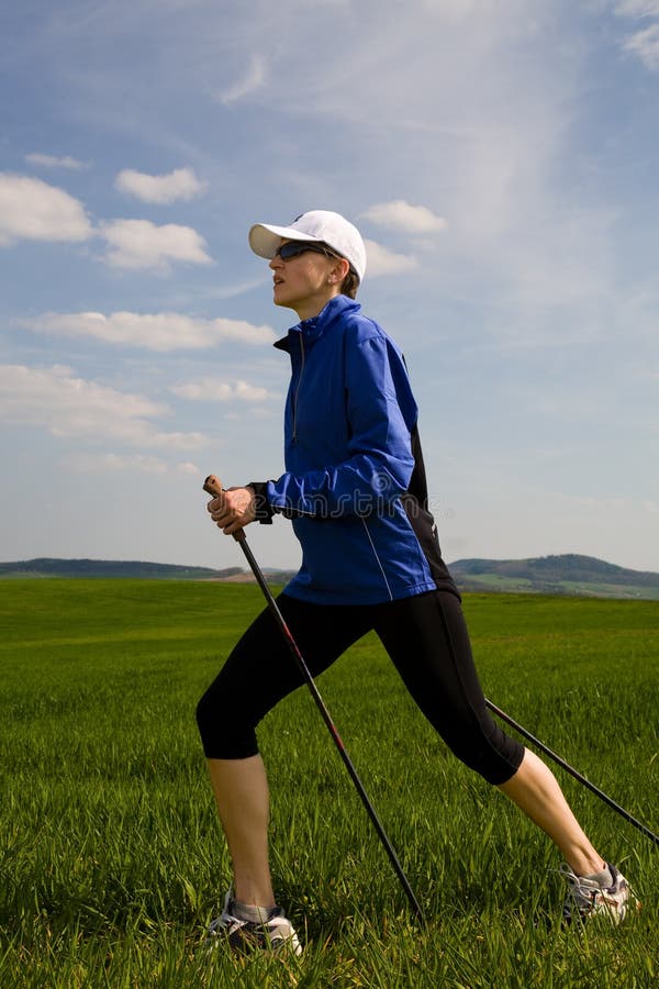 Nordic walking woman 2 stock photo. Image of hiking, activity - 6327350