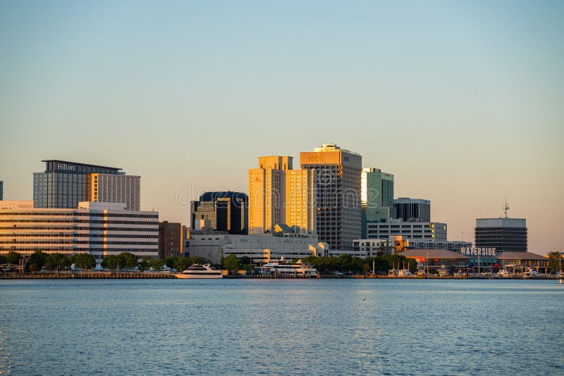 Norfolk Virginia Skyline at Sunset Editorial Stock Photo - Image of ...