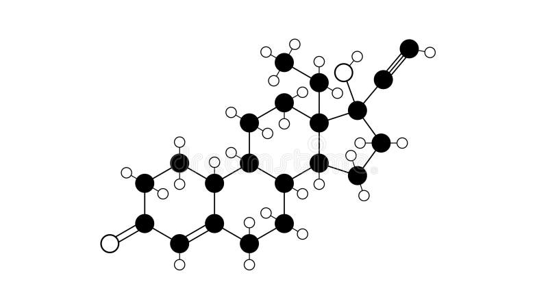 Norgestrel Molecule, Structural Chemical Formula, Ball-and-stick Model ...