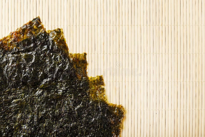Nori Algae Leaves on a Bamboo Substrate Stock Image - Image of natural ...
