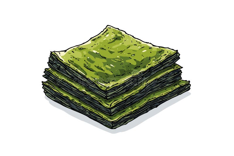 Nori Sheets Stacked for Sushi Preparation Eat Isolated Stock Vector ...