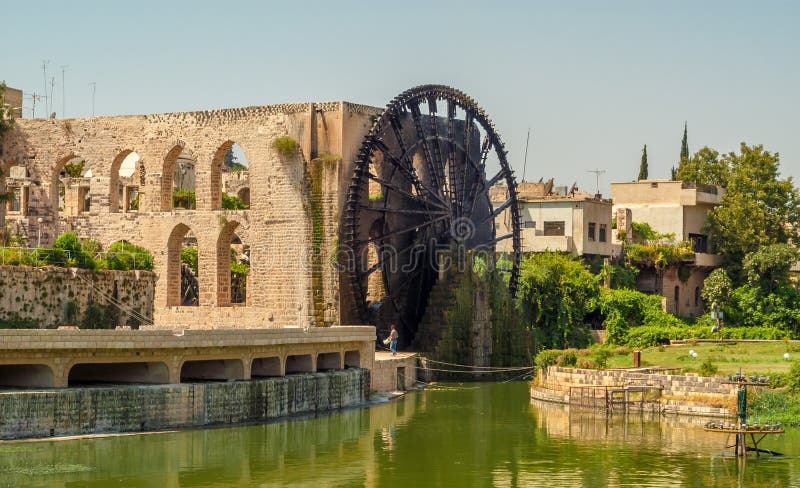 Norias of Hama stock image. Image of hama, river, hiking - 31356799