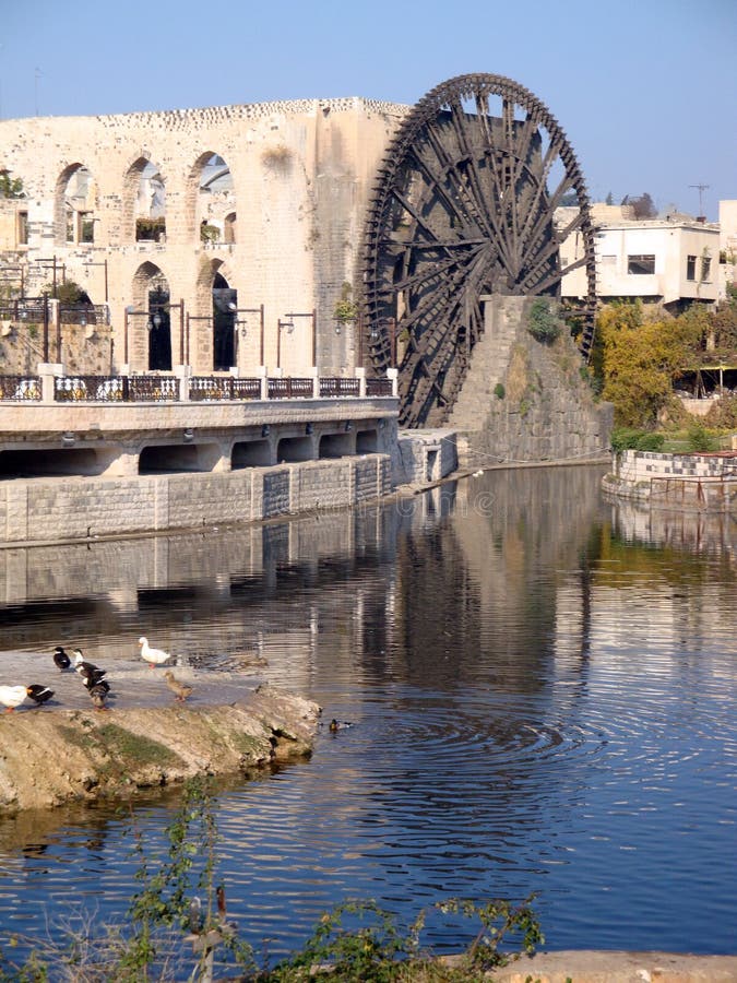 Norias of Hama, Syria stock image. Image of streets, water - 71461539
