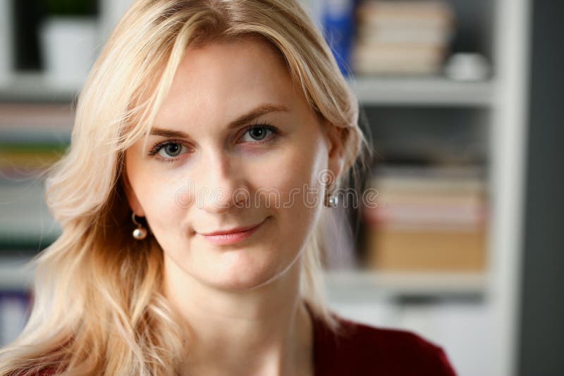 Normal Blond Woman Portrait at Office Stock Photo - Image of beautiful ...