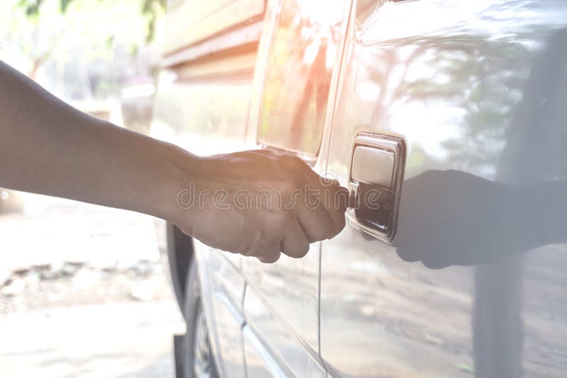Normal Car Key in Men Hand Opening His Car. Stock Image - Image of ...