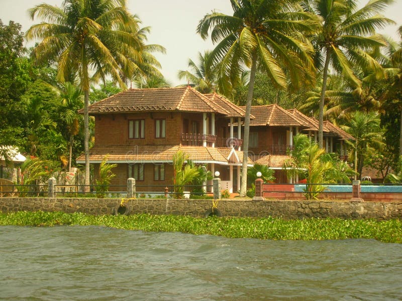 A Normal House on Riverfront in Backwaters Stock Photo - Image of ...