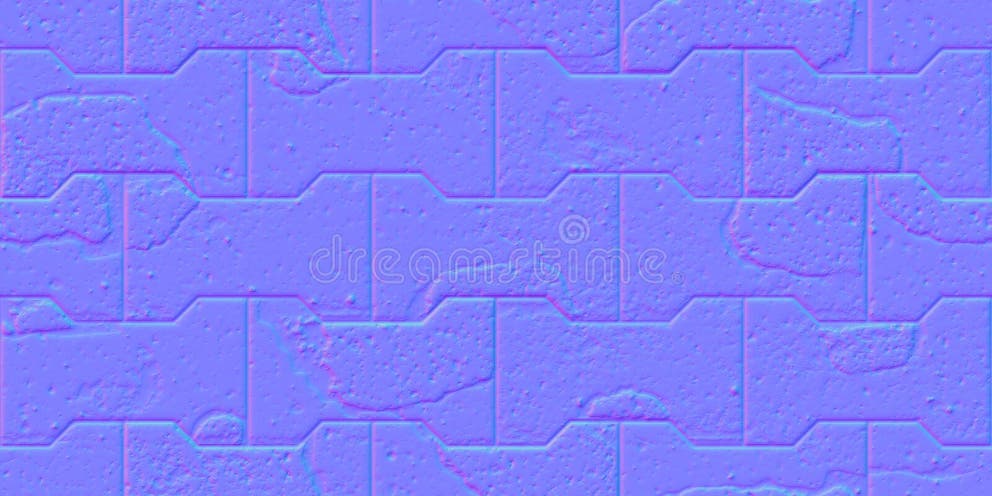Normal Map of Pavement Seamless Pattern with Dumble Interlocking ...