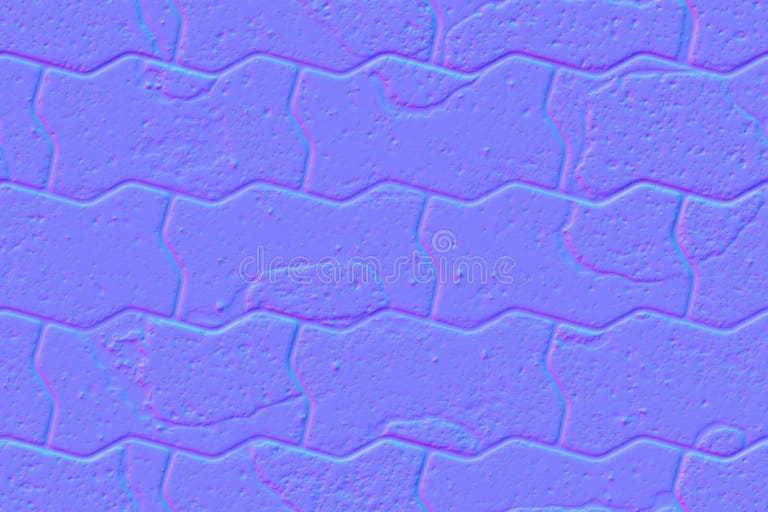 Normal Map of Pavement Seamless Pattern with Figured Interlocking ...