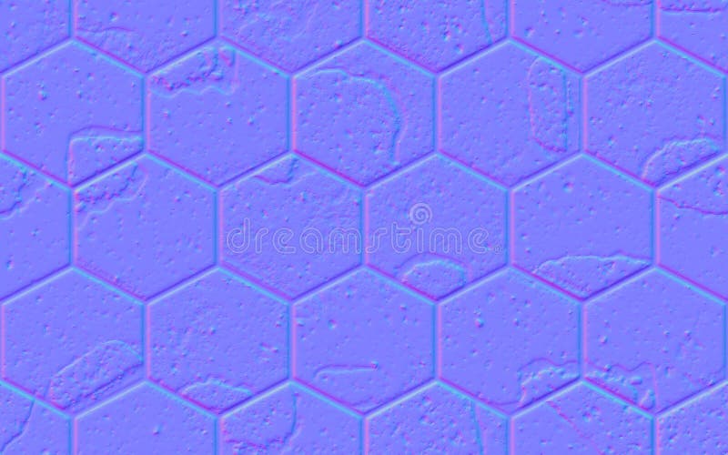 Normal Map of Pavement Seamless Pattern with Hexagon Textured Cracked ...